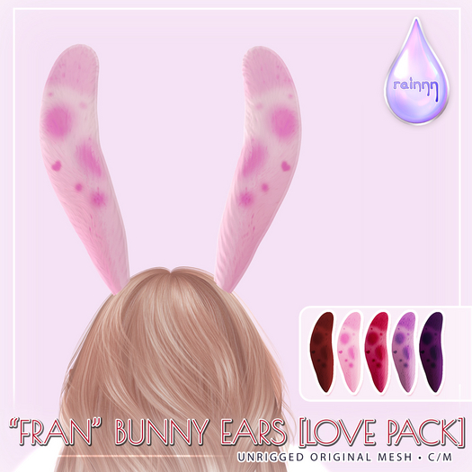 Second Life Marketplace - rainnn - Fran Bunny Ears - [Love Pack]